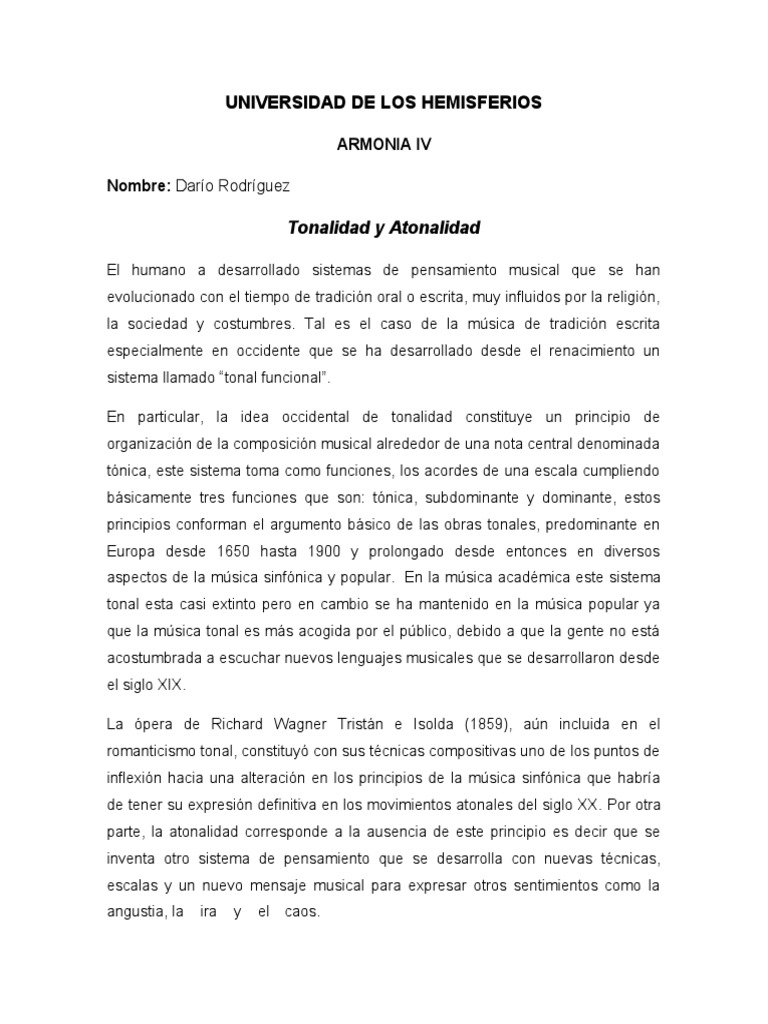 Evolución de la Atonalidad Musical | PDF | Música clásica | Las artes ...