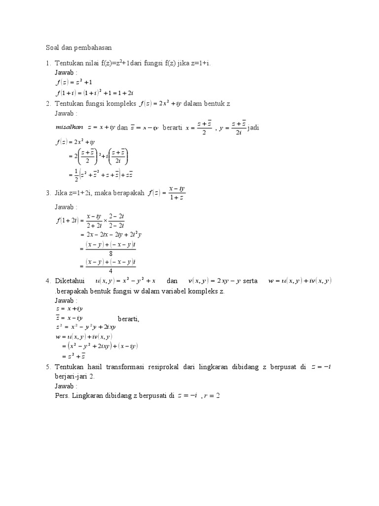 Analisis Variabel Kompleks dalam Matematika | PDF | Metode & Bahan Ajar