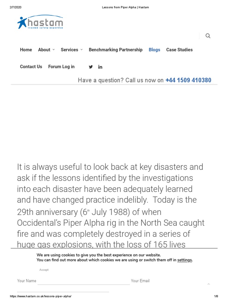 Lessons From Piper Alpha - Hastam | PDF | Pump | Disaster And Accident