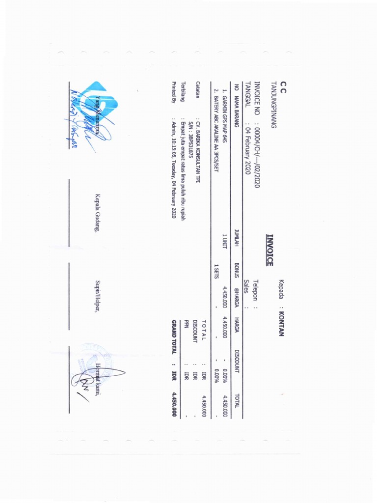 Invoice Garmin GPS Map64s | PDF