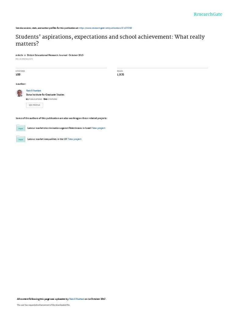 Students Aspirations and Achievements in Learning English | PDF ...