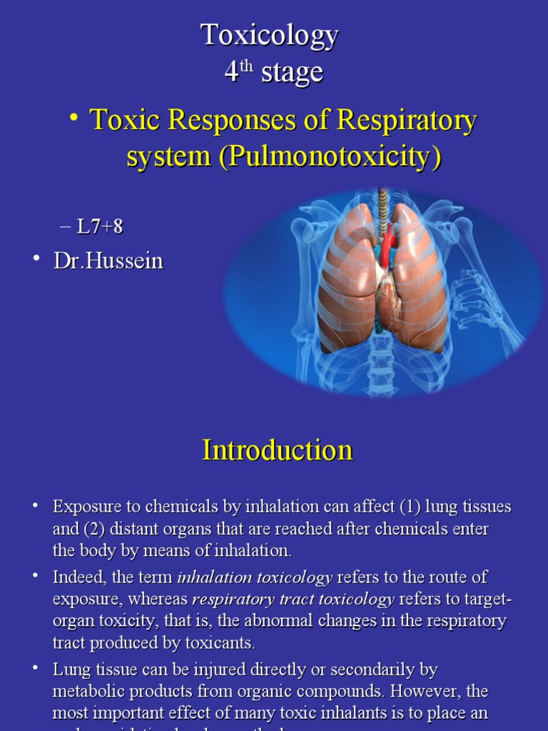 Toxic Responses of Respiratory System (Pulmonotoxicity) | PDF ...