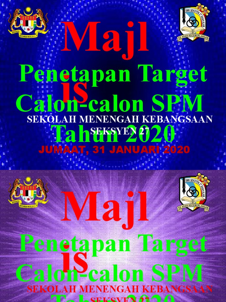 Majlis PENETAPAN TARGET SPM 2020 Backdrop | PDF