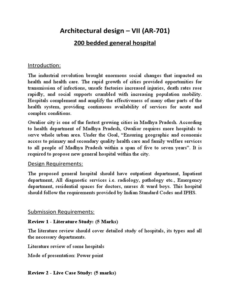 Design Brief For Hospital | PDF | Hospital | Drainage Basin