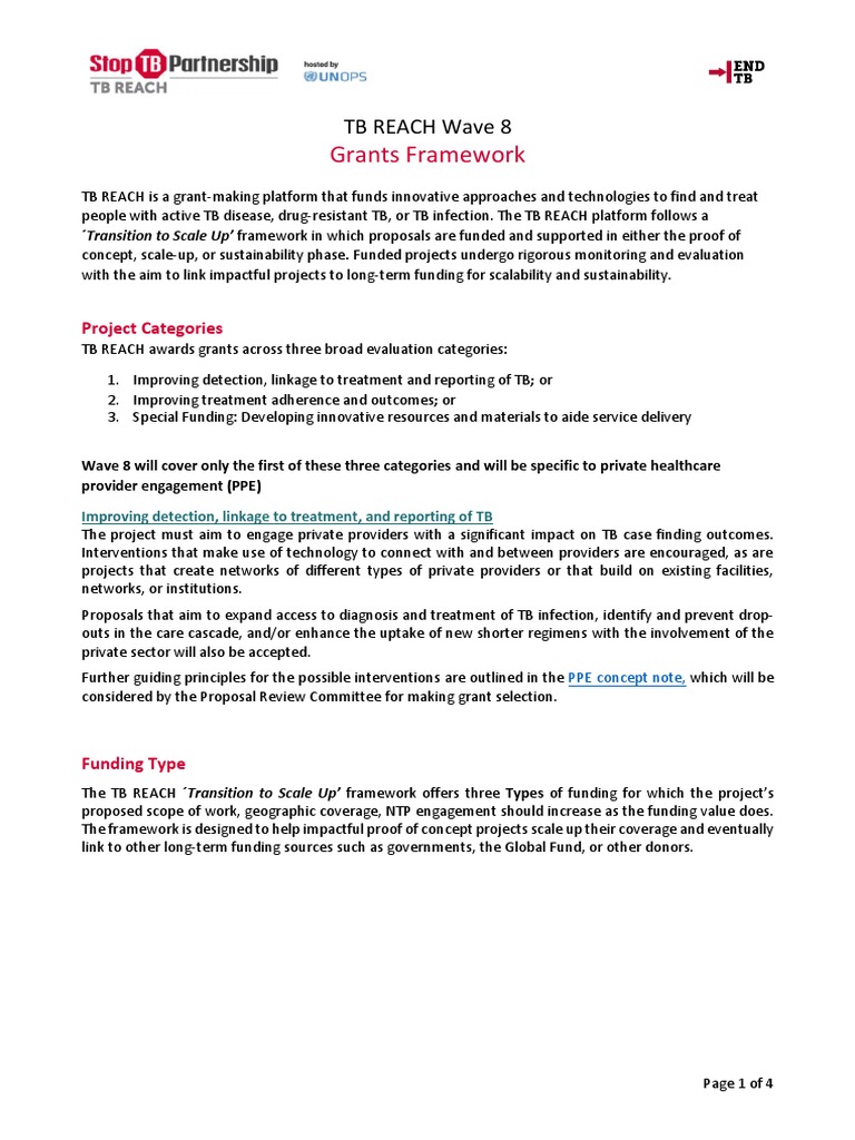 Grants Framework: TB Reach Wave 8 | PDF | Tuberculosis | Evaluation