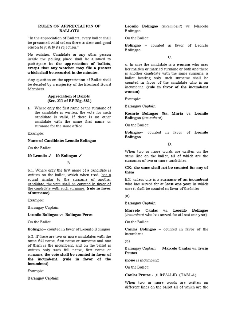 Election Handout For Watchers | PDF | Voting | Evaluation Methods