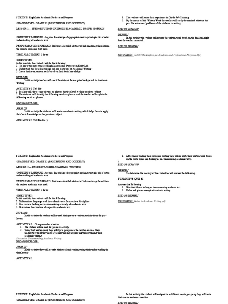 Eapp Lesson Plan | PDF | Teachers | Lesson Plan