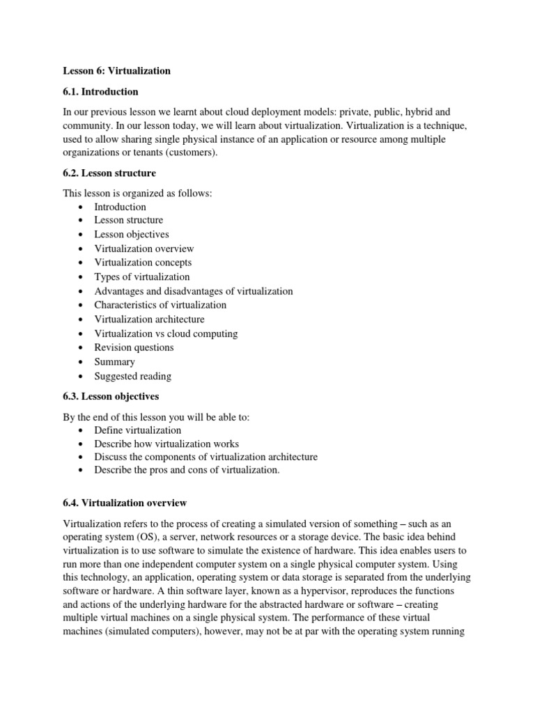 Lesson 6 Virtualization | PDF | Virtualization | Cloud Computing