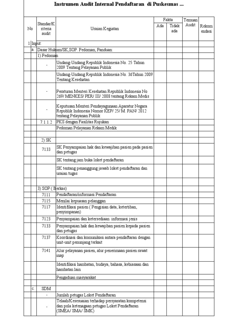 Instrument Audit Internal KIA-KB | PDF