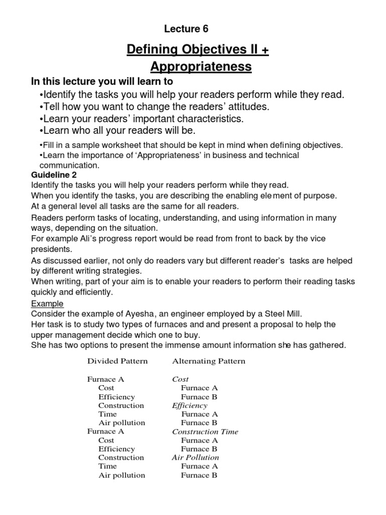 Defining Objectives II + Appropriateness: Guideline 2 | PDF | Attitude ...