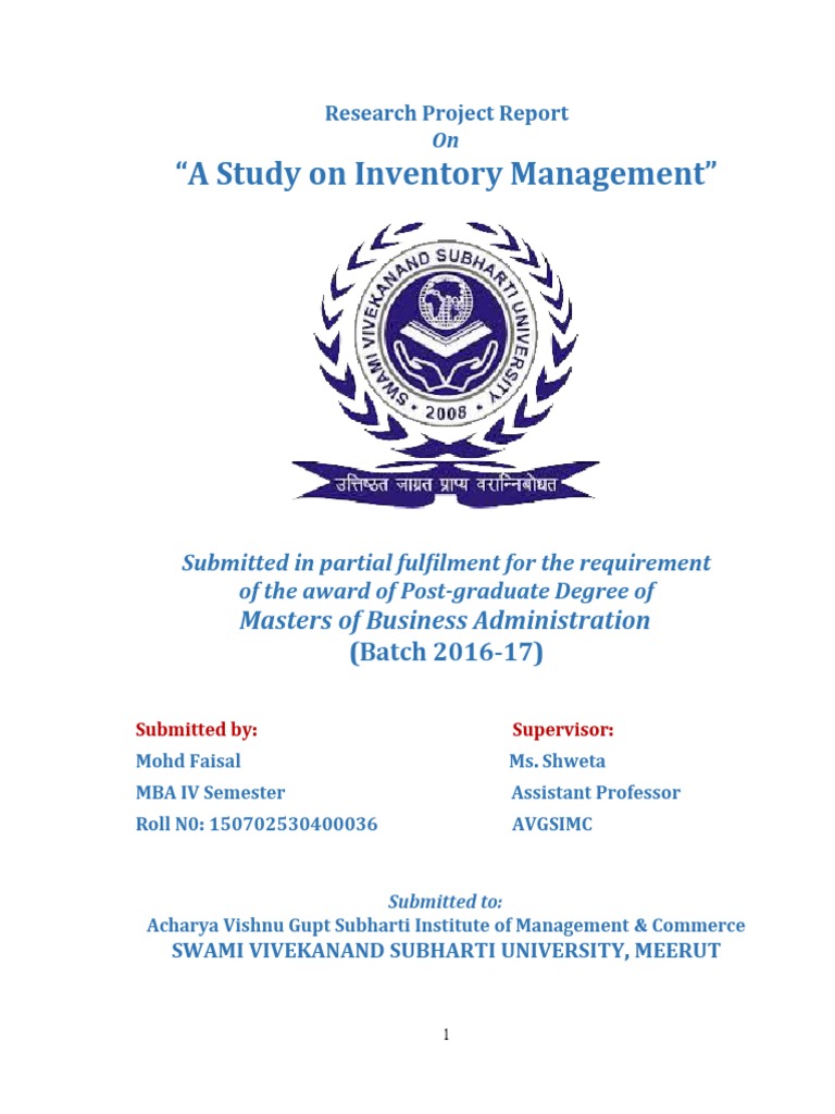 A Study On Inventory Management Mba Pdf Inventory Washing Machine