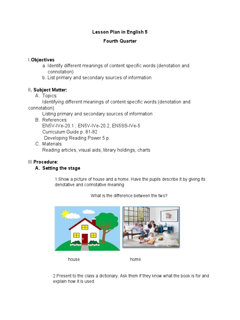 Lesson Plan in English 5 Fourth Quarter | PDF | Lesson Plan | Dictionary