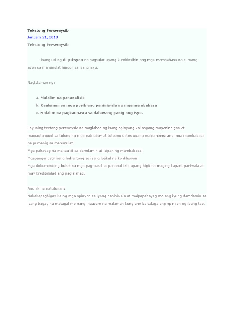 Tekstong Persweysib | PDF