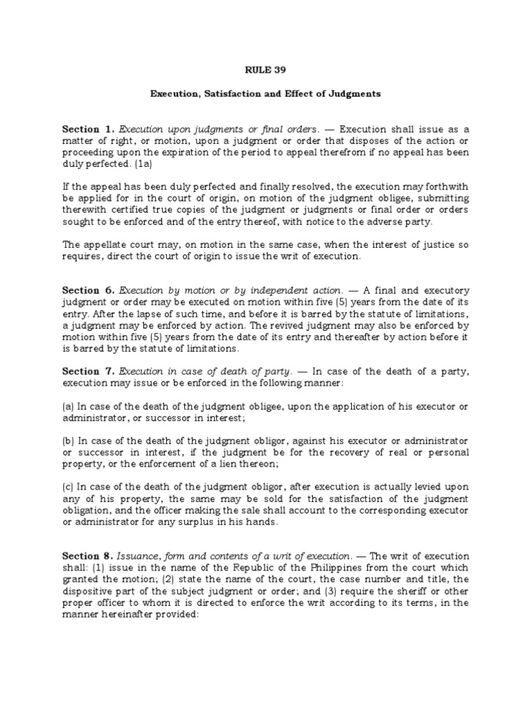 Execution of Judgments | PDF | Certiorari | Lawsuit