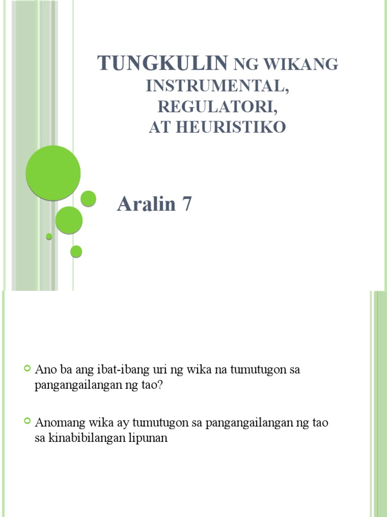 Tungkulin NG Wikang Instrumental | PDF