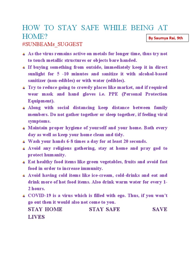 How To Stay Safe While Being at Home | PDF | Wellness