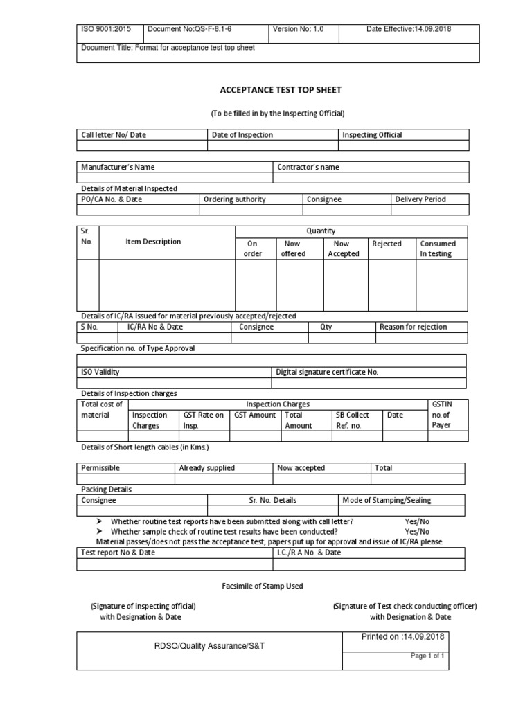 QS-F-8.1-6 Version 1.0 (2) New Version of Top Sheet PDF | PDF | Written ...
