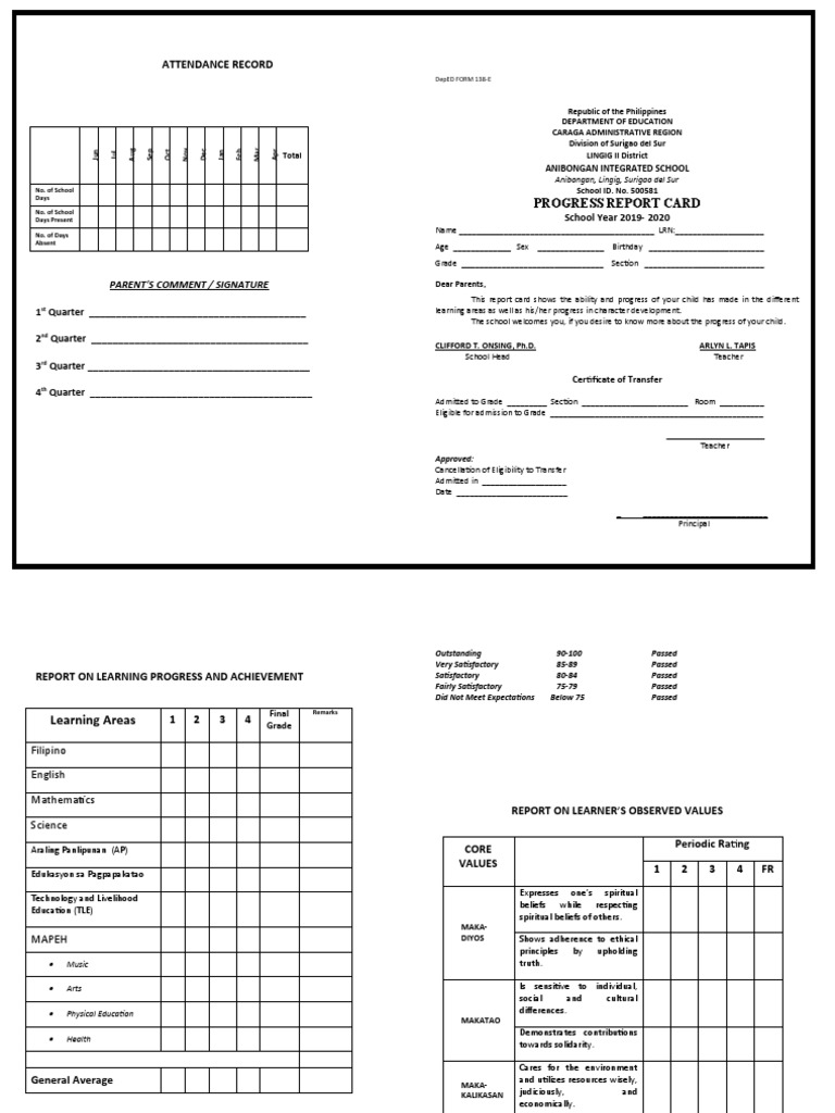 Report Card High School | PDF | Learning | Cognition