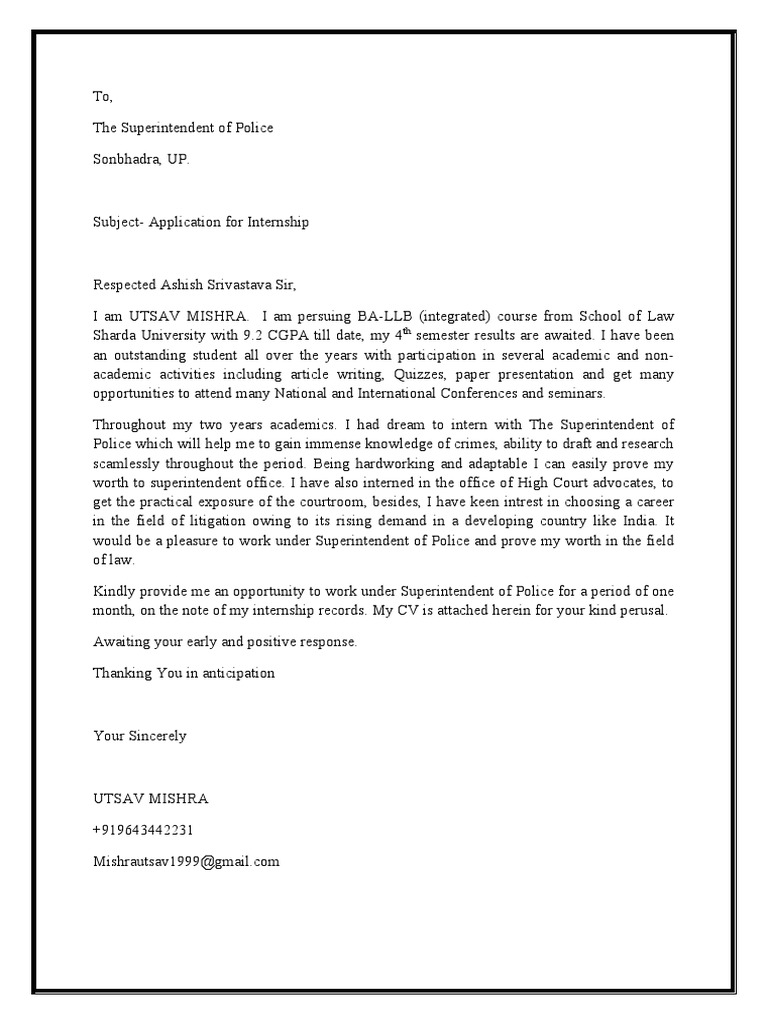 Internship Application To SP | PDF