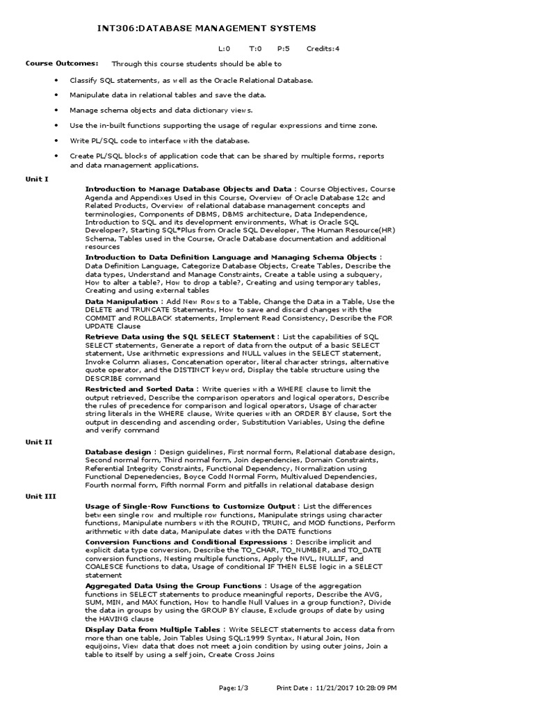 Int 306 | PDF | Pl/Sql | Sql