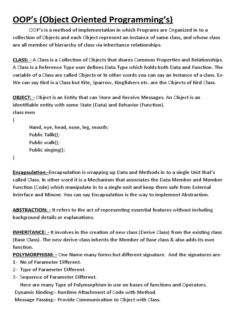 Oops Object Oriented Programmings Download Free Pdf Inheritance