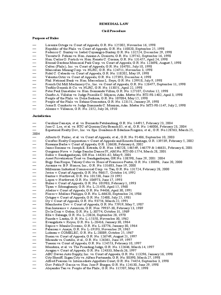Key Philippine Remedial Law Cases | PDF | Appellate Court | Appeal