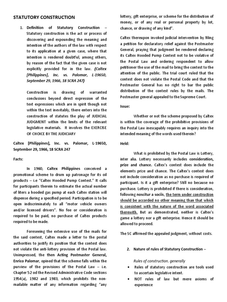 Statutory Construction: (Philippines), Inc. vs. Palomar, L-19650 ...