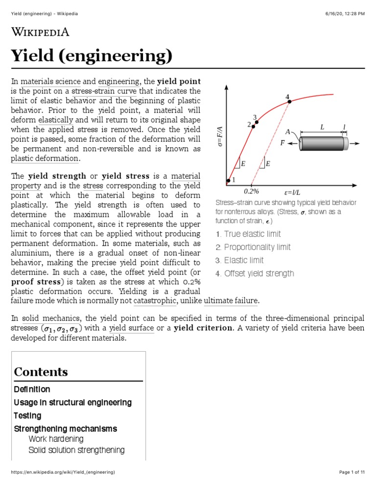 Yield (Engineering) - Wikipedia | PDF | Yield (Engineering ...
