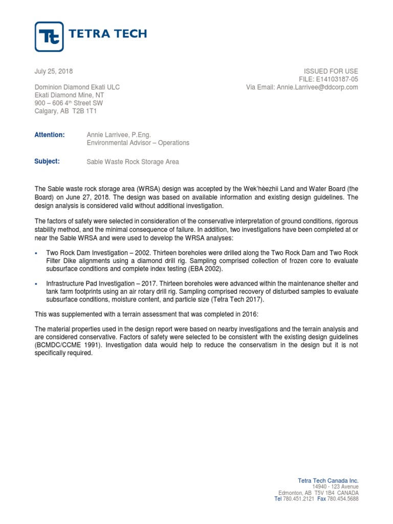 Stable Waste Rock Storage Area PDF | PDF | Drilling Rig | Nature