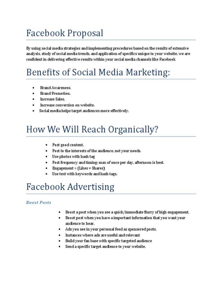 Facebook Proposal: Boost Posts | PDF