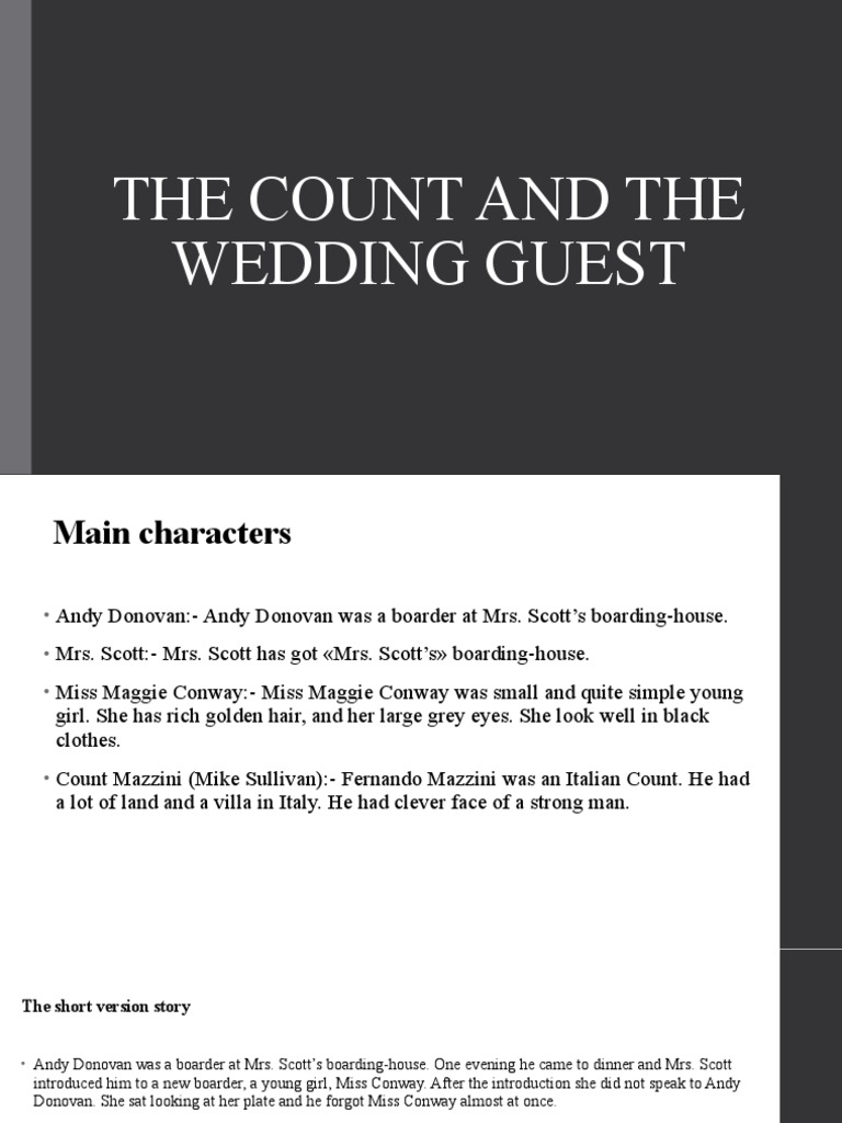 The Count and The Wedding Guest | PDF