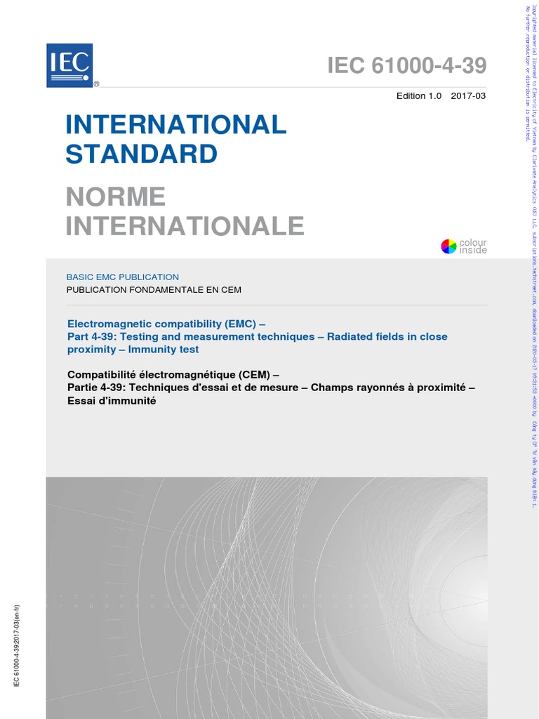 Iec61000 4 39 (Ed1.0) B PDF | PDF | International Electrotechnical ...