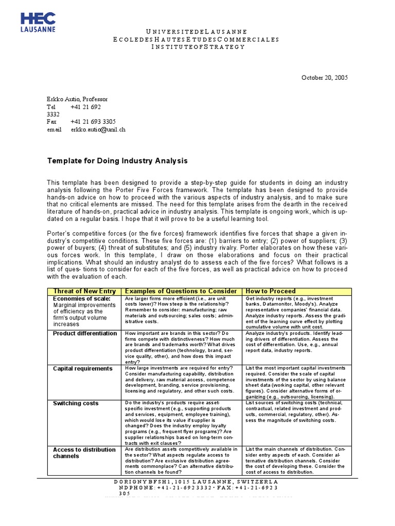 Industry Analysis Template Guide | PDF | Competition | Brand