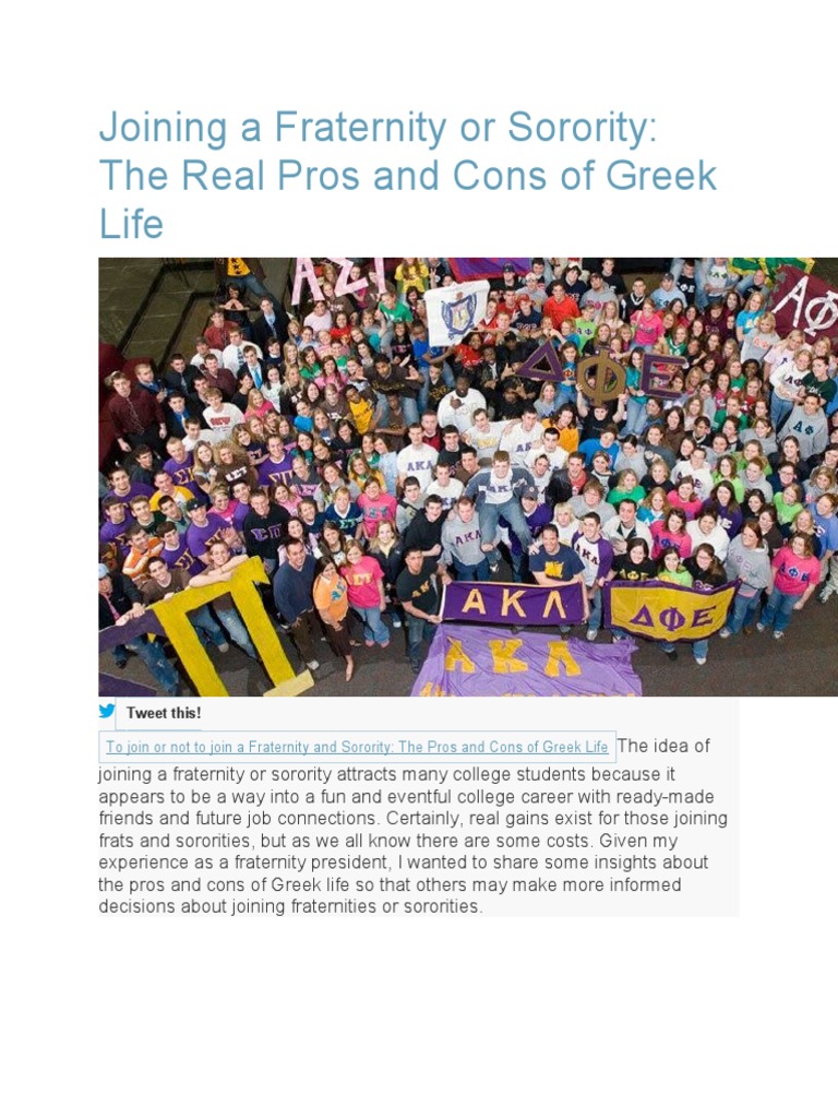 Joining A Fraternity or Sorority | PDF | Fraternities And Sororities ...