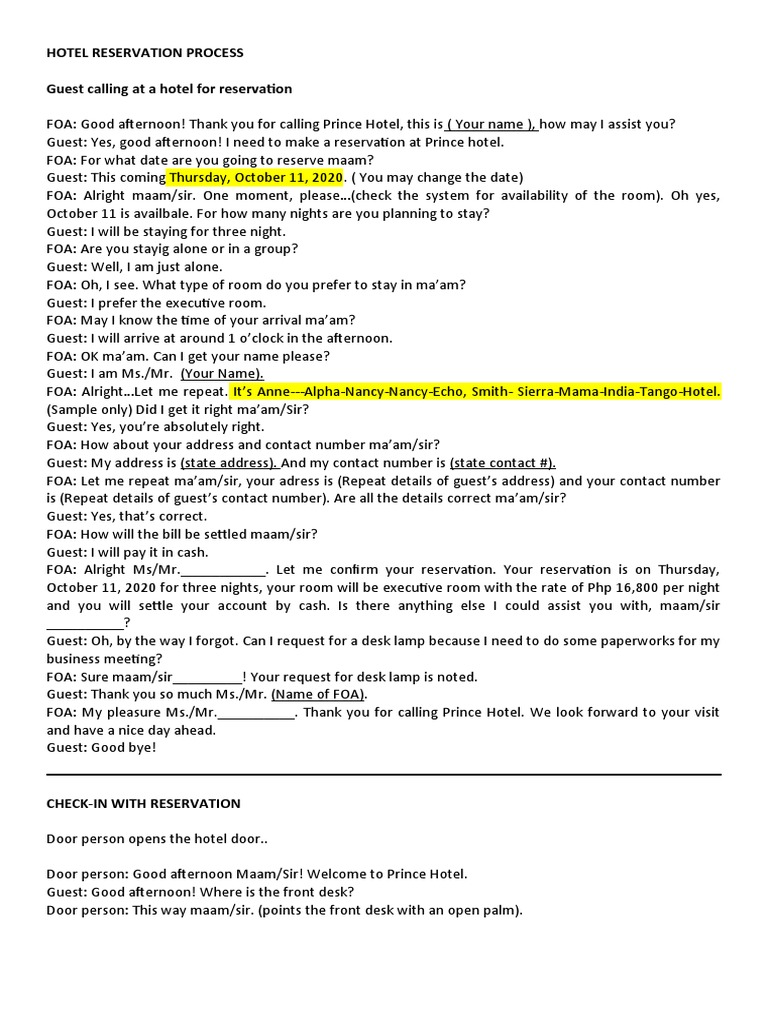 Front Office Script | PDF | Business