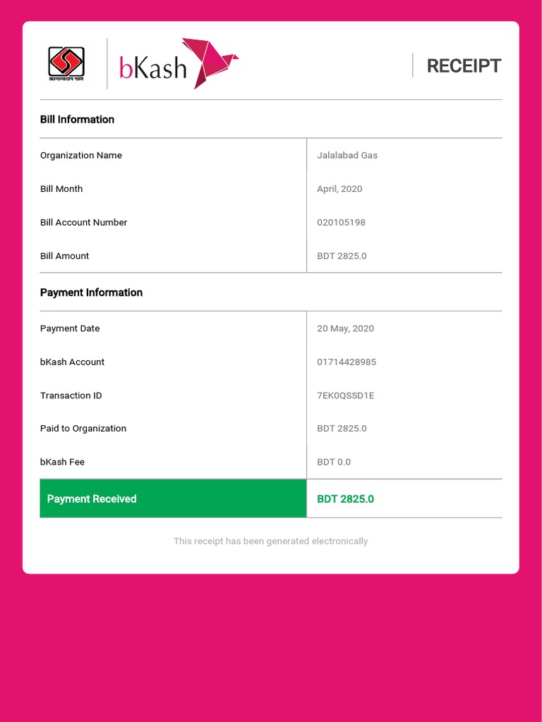 Gas Bill Payment Confirmation | PDF