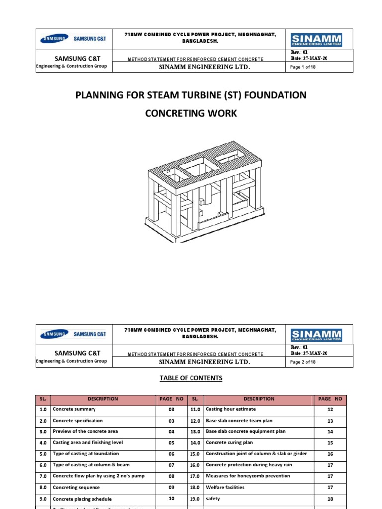 Method Statement for Concrete Work | PDF | Concrete | Pump