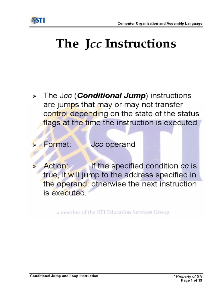 Jcc Conditional Jump Instructions | PDF | Assembly Language | Control Flow