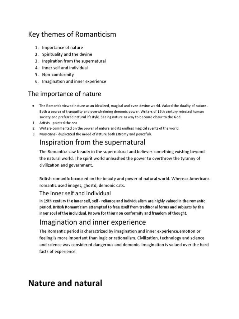 Key Themes of Romanticism | PDF
