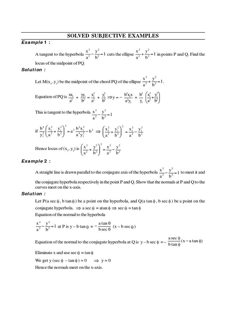 09 Solved Example Hyperbola PDF | PDF | Ellipse | Differential Geometry 09 Solved Example Hyperbola PDF | PDF | Ellipse | Differential Geometry