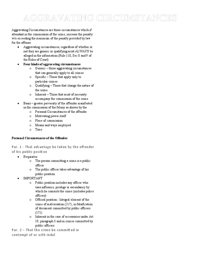 Four Kinds of Aggravating Circumstances | PDF