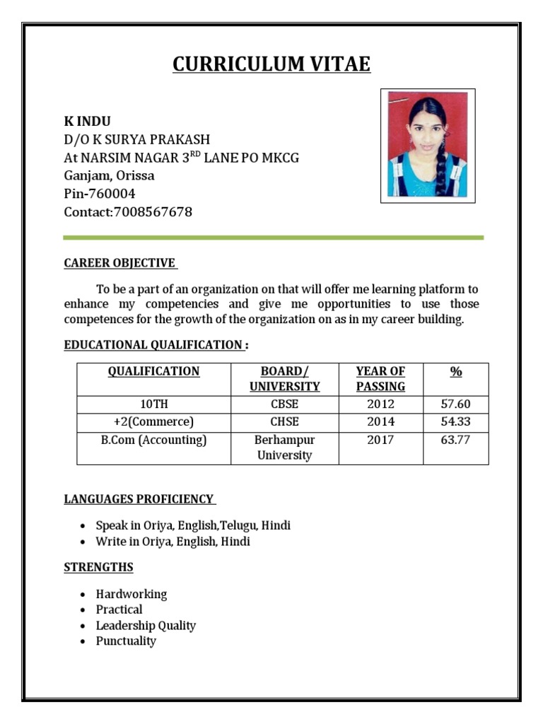 Curriculum Vitae: K Indu | PDF