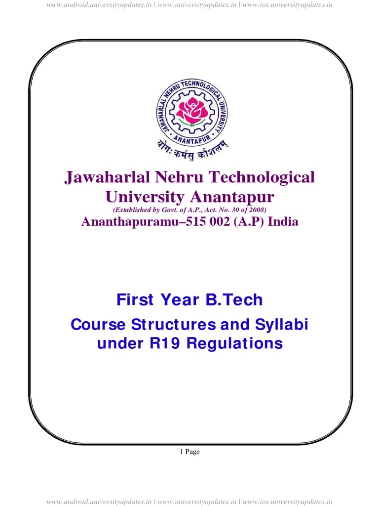 JNTUA B.Tech R19 1st Year Syllabus | PDF | Partial Differential Equation | Statistical ...