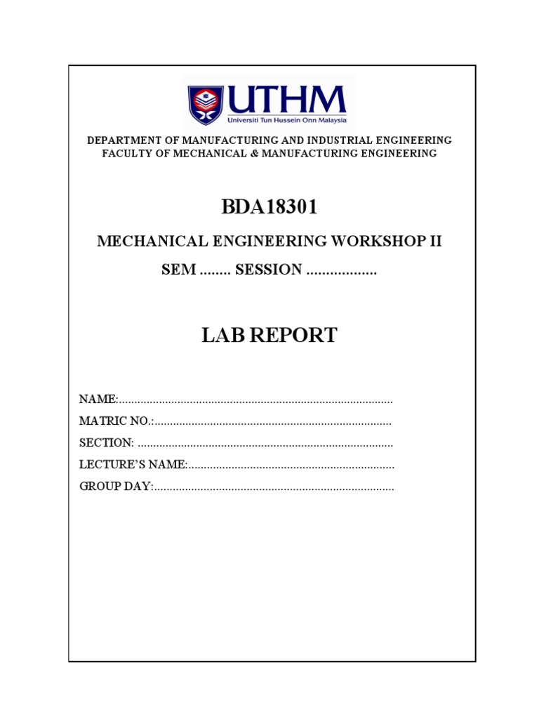 Mechanical Engineering Workshop Ii SEM ........ SESSION ...