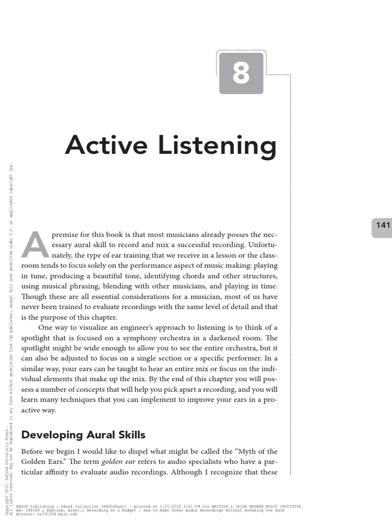 Active Listening: Developing Aural Skills | PDF | Sound | Equalization ...