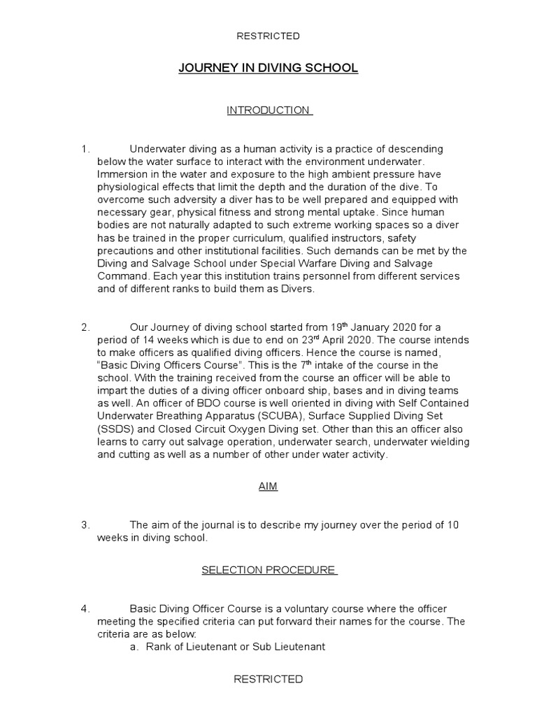 Diving Journal | PDF | Underwater Diving | Scuba Diving