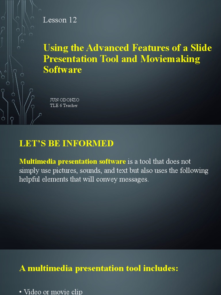 Using The Advanced Features Of A Slide Presentation Tool And