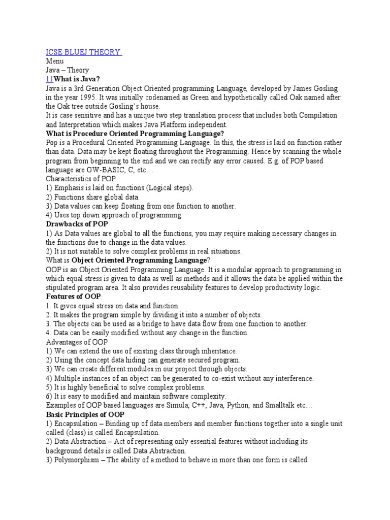 Icse Bluej Theory Pdf Constructor Object Oriented Programming Programming