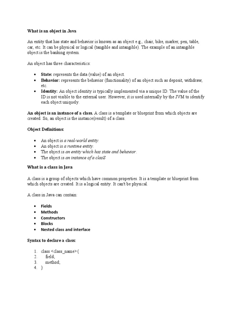 What Is An Object In Java Pdf Class Computer Programming Object Computer Science