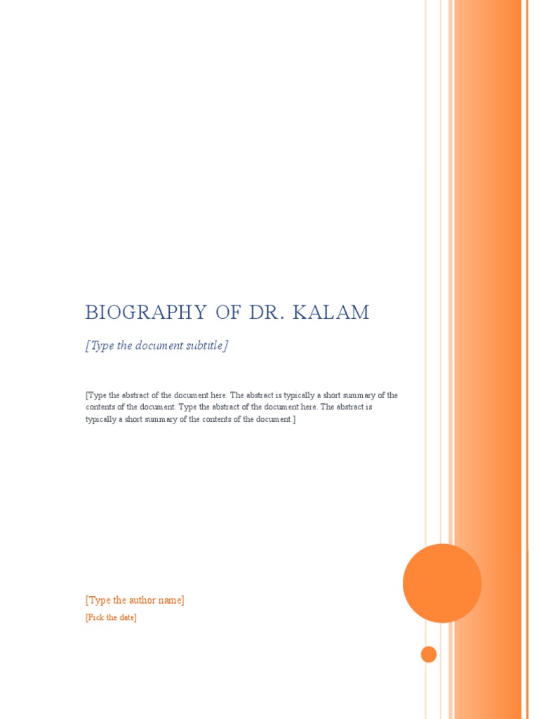 Biography OF DR Kalam: (Type The Document Subtitle) | PDF | Page Layout | Computing